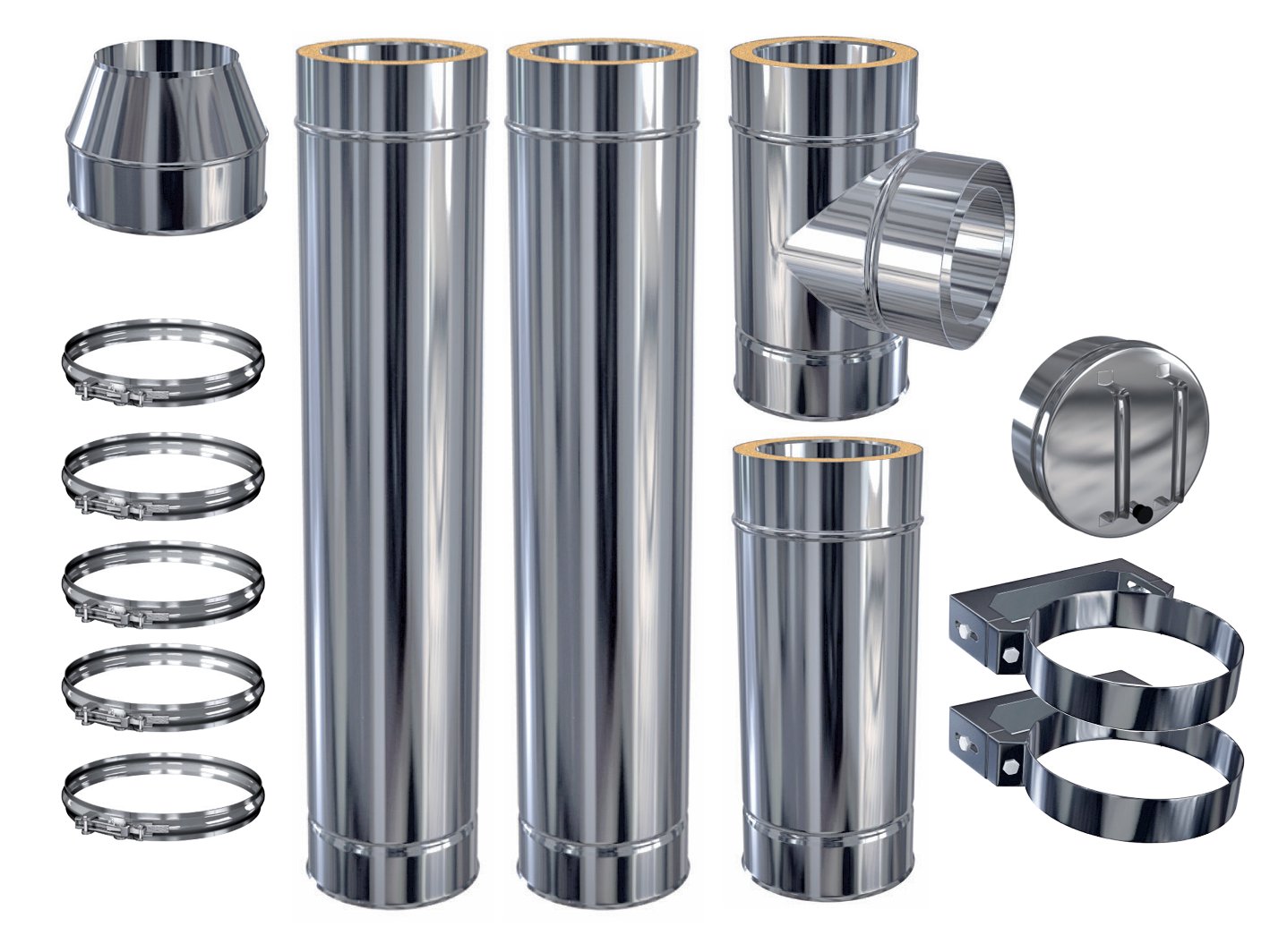 KOMIN 200 DO WĘGLA STALOWY DWUŚCIENNY IZOLOWANY 3M. (KOMIN 200 DO WĘGLA STALOWY DWUŚC. IZOL. 3M ...