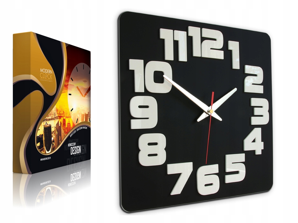 ZEGAR ŚCIENNY LOGIC - styl i design - KOLORY (zegar logic_black&white ...