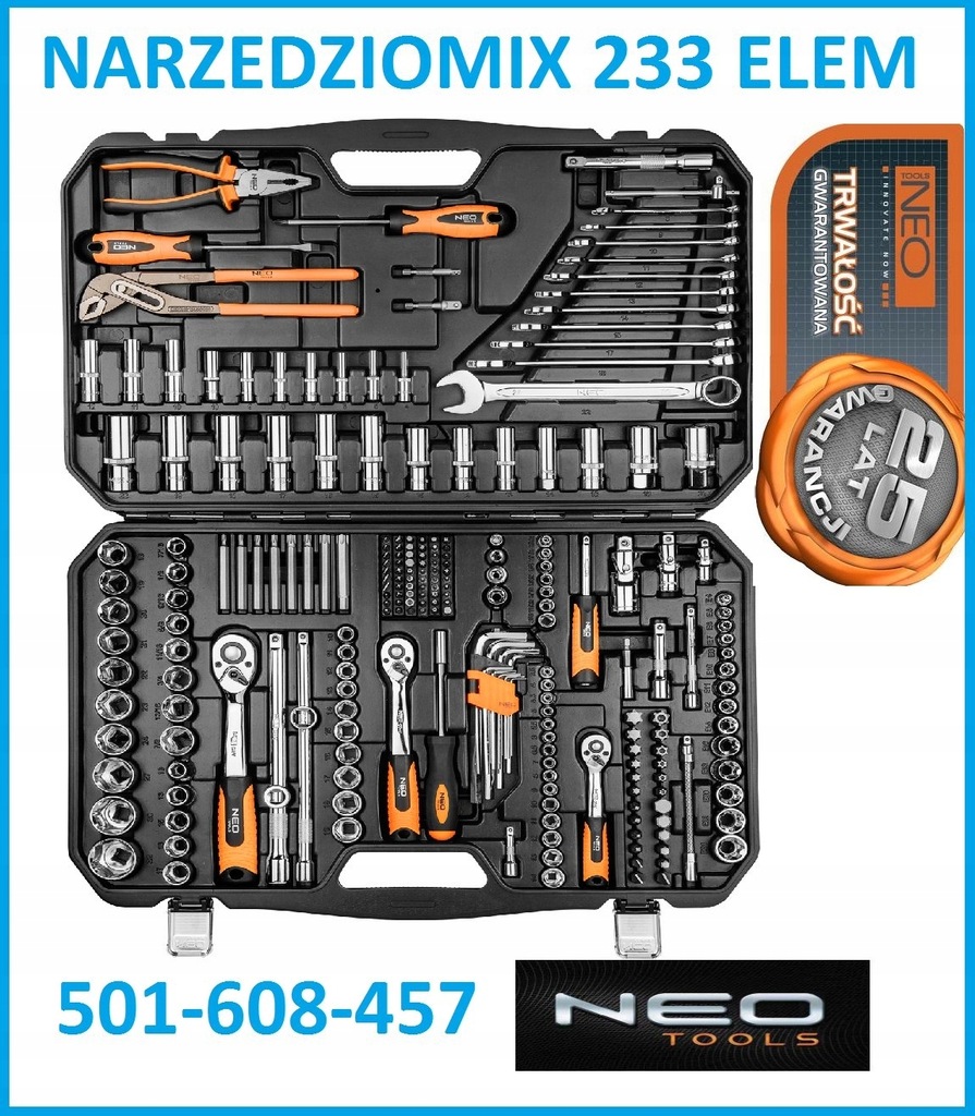 NEO KLUCZE NASADOWE ZESTAW 233ELEM. 08-681 + TORX - 7544737756 - oficjalne archiwum Allegro