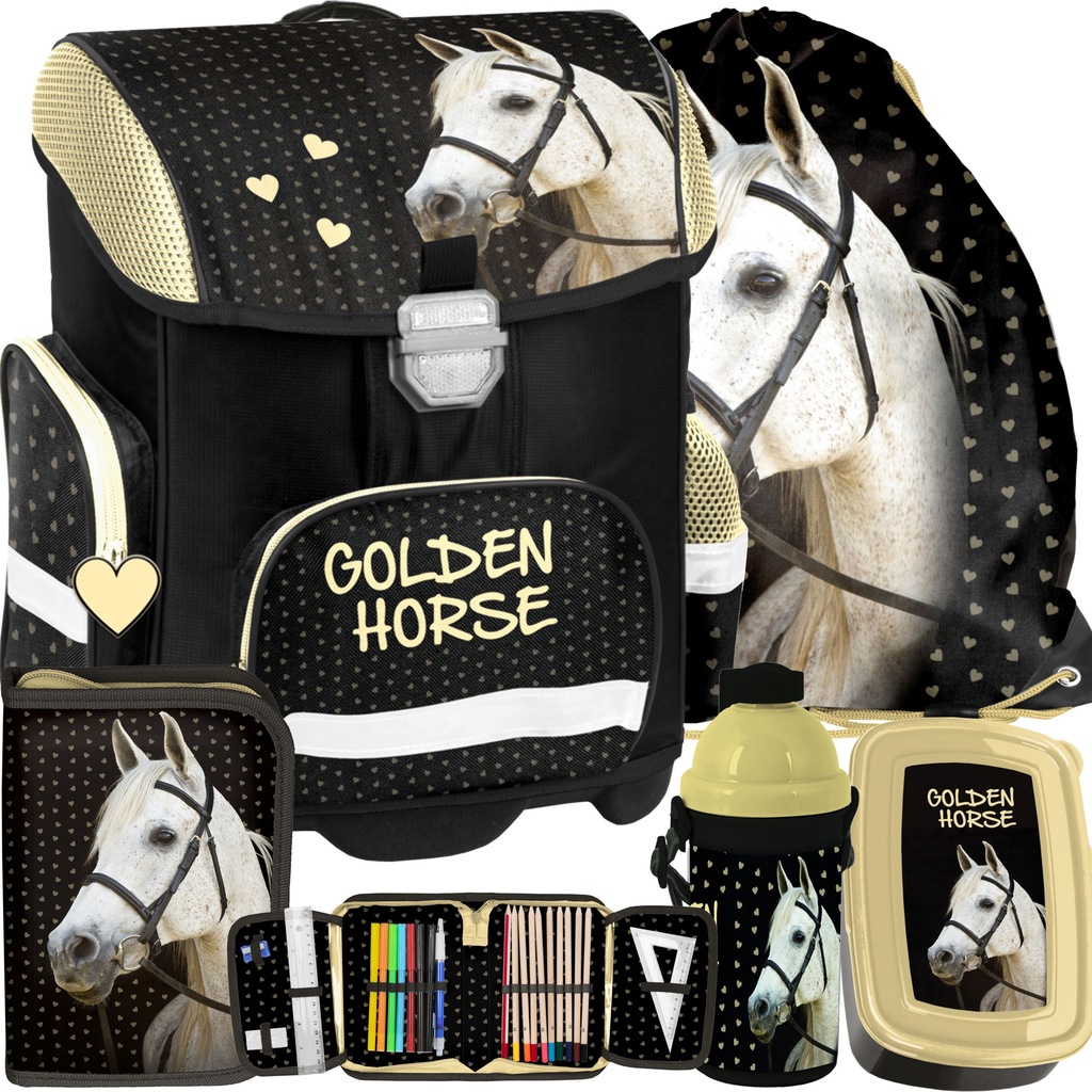 TORNISTER SZKOLNY Z KONIEM KOŃ KONIE ZESTAW 5 cz. - 7311739209 - oficjalne archiwum Allegro