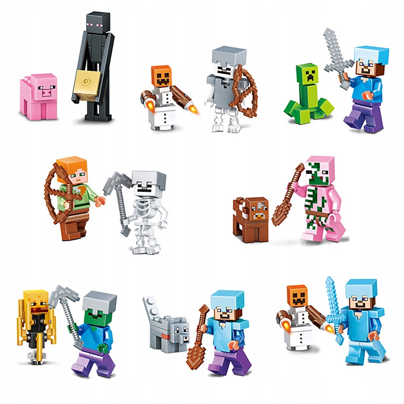 FIGURKI MINECRAFT KLOCKI 16 SZTUK ZESTAW HIT 2018 - 7484212651 ...