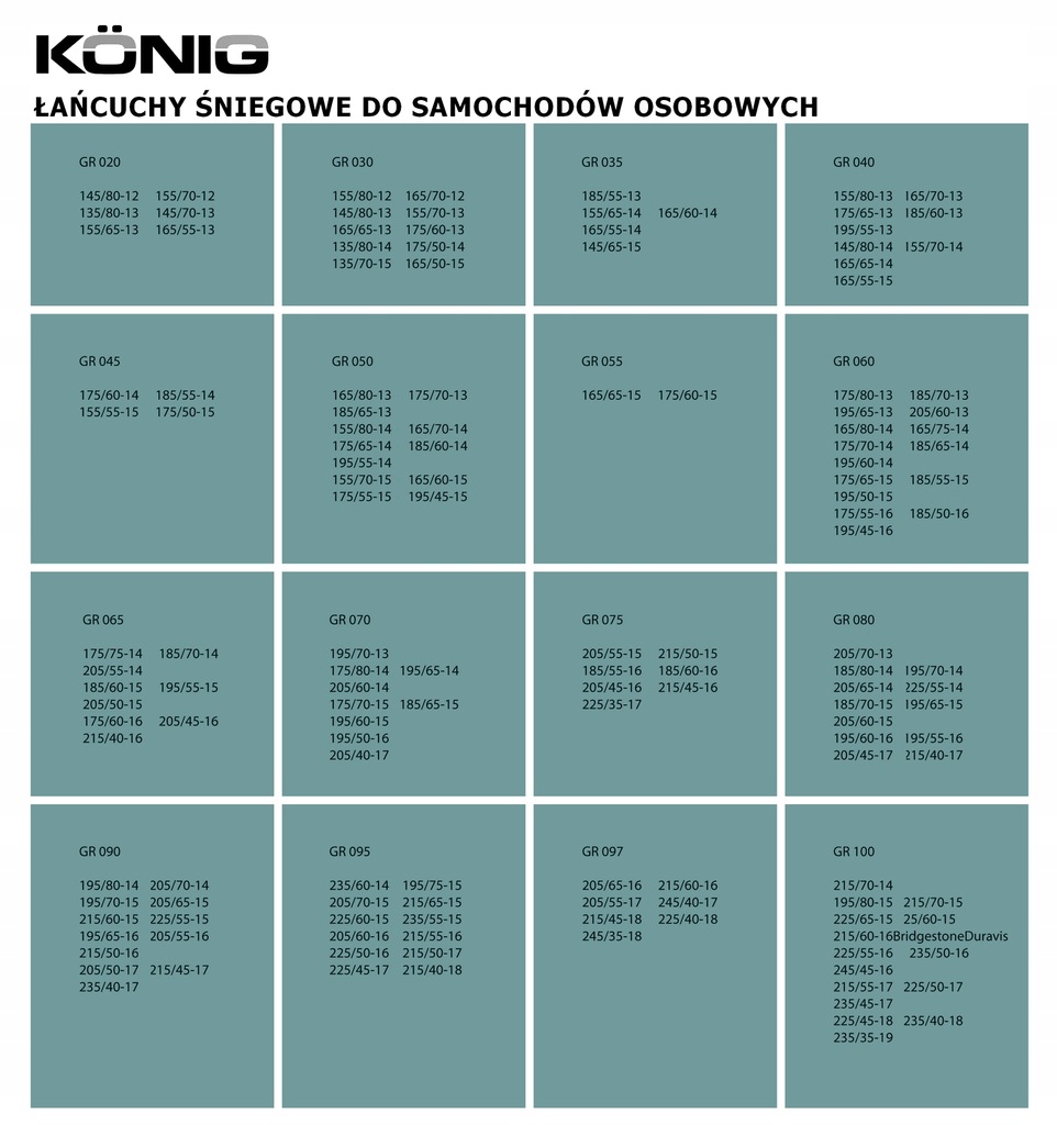 THULE KONIG CB12 97 łańcuchy śniegowe 215/60R16 - 7560248232 ...